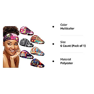 SATINIOR 6 Pieces African Headband Boho Print Headband Yoga Sports Workout Hairband Elastic Twisted Knot Turban Headwrap for Women Girls Hair Accessories (Bohemia Prints)