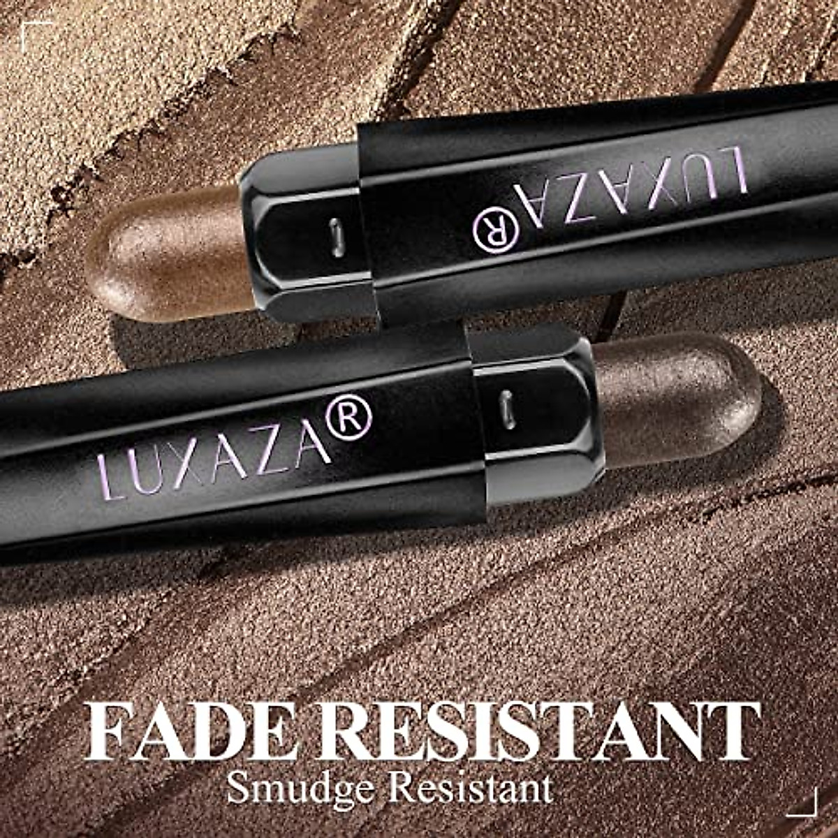 LUXAZA 3Pcs Metallic Brown Eyeshadow Stick Set, Metallic And Shimmer Creamy EyeShadow Pencil, Smooth High Pigmented Eye Brightener Stick Smoky Eye Makeup