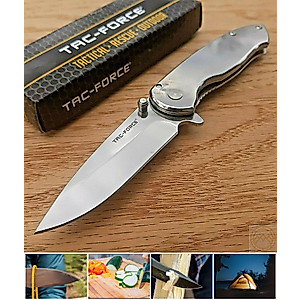 Framelock Stainless Steel Open Folding Pocket Knife 2.62" Blade Stainless Handle Outdoor Survival Hunting Knife for Camping by Survival Steel