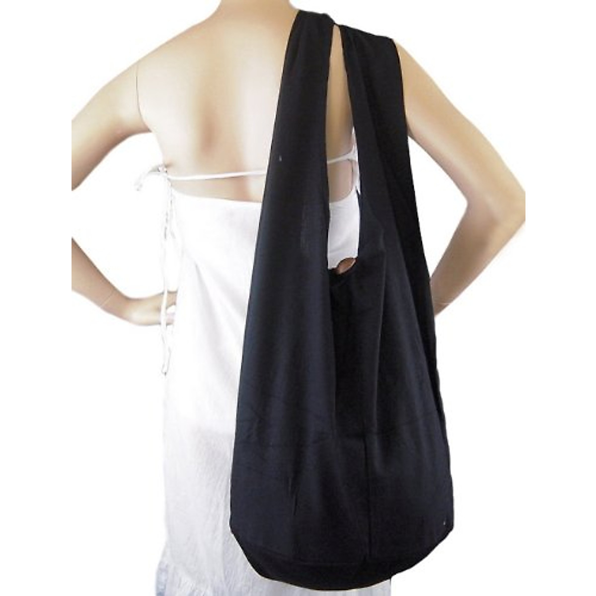 BTP! Thai Monk Buddha Cotton Sling Crossbody Messenger Bag Purse Hippie Hobo Black XL1