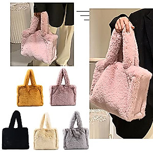 Large Fluffy Tote Bag for Women Plush Handbag Tote Purse Furry Hobo Bag Soft Plush Bag for Autumn Winter
