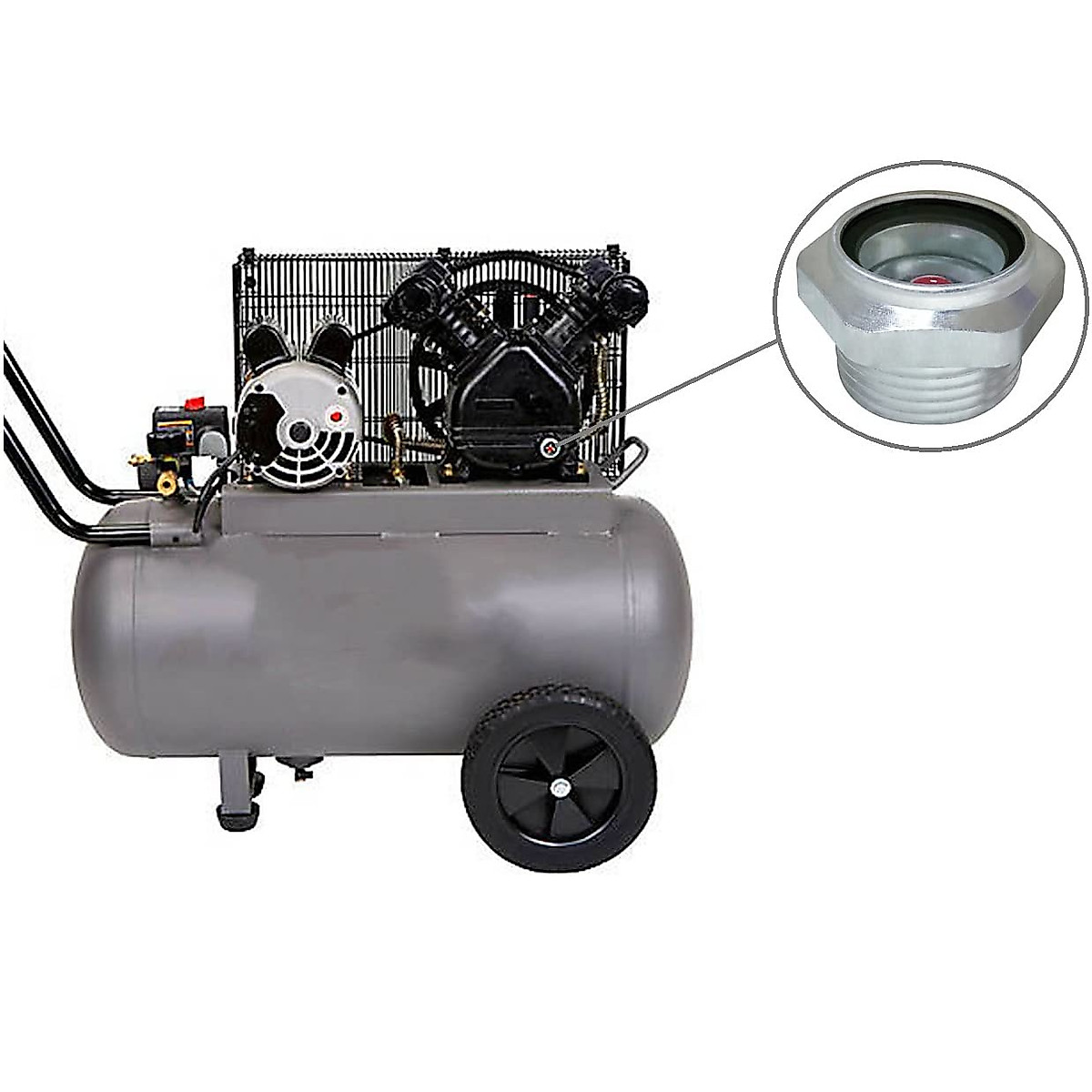 3/4inch NPT Air Compressor Oil Sight Glass 1'' OD Male Thread Aluminum Alloy Hex Oil Level Sight Glass Window Oil Liquid Level Gauge For Air Compressor Gearbox Pump Tank(3/4''NPT-2pcs)