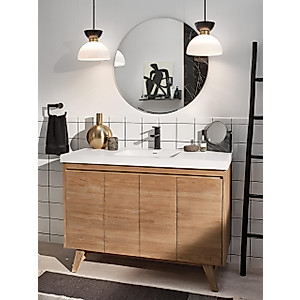 Moen Revyl Matte Black One-Handle Single Hole Modern Bathroom Sink Faucet with Optional Deckplate and Spring Loaded Drain Assembly, 84771BL