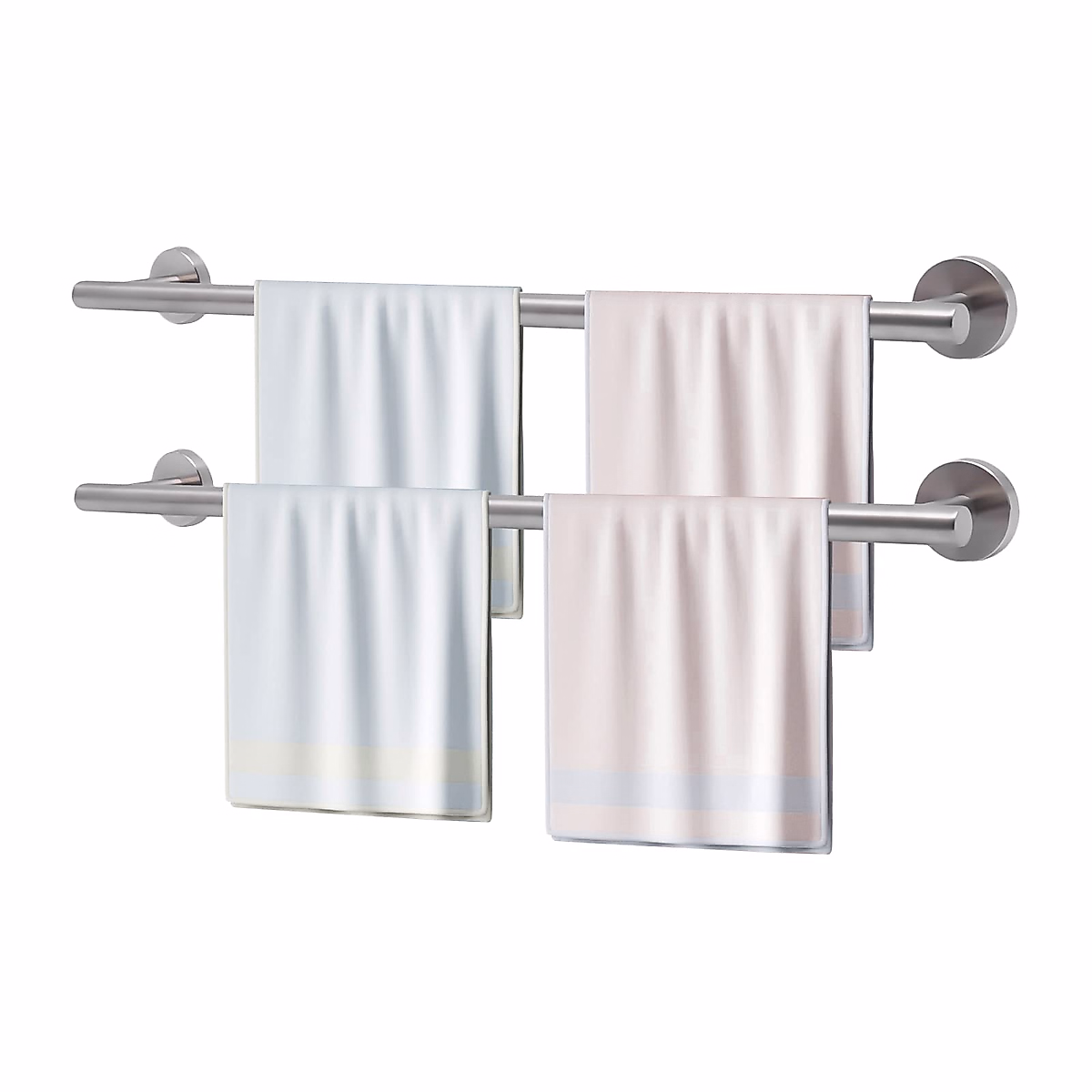 Bath Towel Bar, 24 Inch 304 Stainless Steel Thicken Towel Rack for Bathroom, 2PCS Towel Holder Brushed Finished Wall Mount Bath Towel Rack for Bathroom Towel Holder