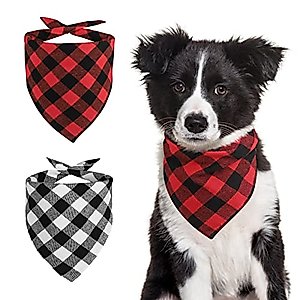 Kytely Christmas Dog Bandanas 2 Pack Winter Pet Dog Bandanas for Dogs Red White Small
