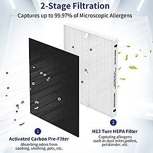 CFKREYA 5300 Replacement Filter 115115 Filter A, Compatible with Winix PlasmWave Air Purifier 5300, C535, 5300-2, 6300-2, P300, 2H13 True HEPA with 8 Carbon Pre-Filters