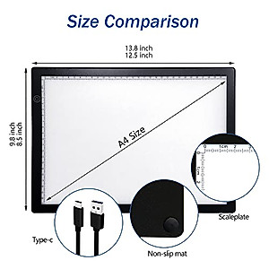 A4 LED Light Pad Light Board for Tracing Light Table Light Pad Tracing Light Box Cricut Light Pad