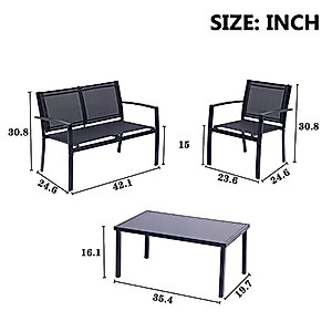 Patio Furniture Set: Patio Outdoor Set, Patio Chair Set of 4, Outdoor Table and Chairs, Patio Chairs, Balcony Furniture