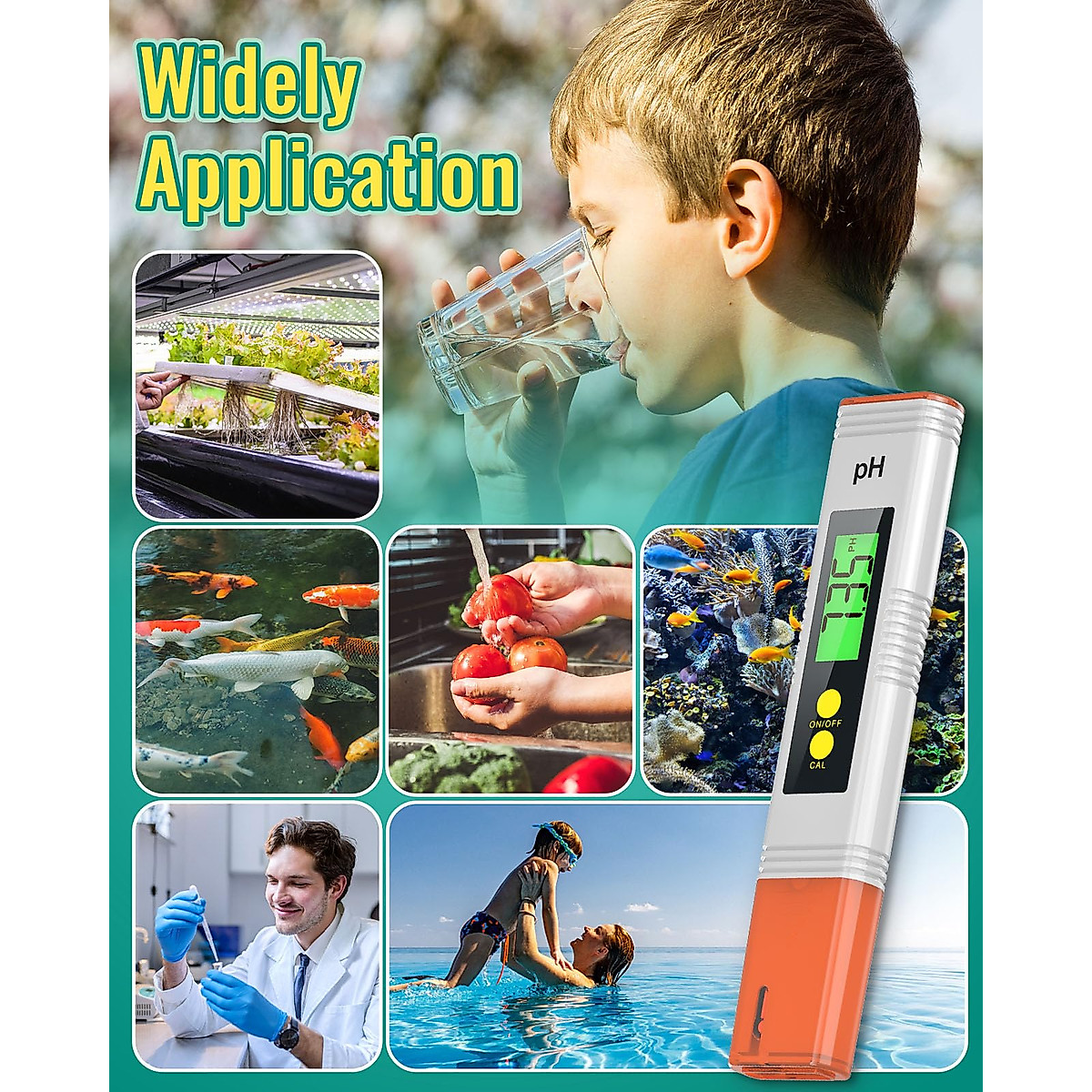 PH Meter for Water, PH Tester 0.01High Accuracy Water Quality Tester with 0-14 PH Measurement Range, PH Meter for Household Drinking, Pool, Aquarium, Aquaculture, Lab, Beer Brewing & Wine