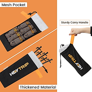 HEYTRIP 10PCS 12Inch Heavy Duty Tent Stakes with 13ft Reflective Guy Lines and Storage Bag, Outdoor Camping Pegs for Tent Tarp Canopy