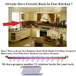 Rainbow Cooking Utensils Set, Kyraton Stainless Steel 37 Pieces Kitchen Utensils Set with Titanium Colorful Plating, Kitchen Tool Gadgets Set with Utensil Rack Heat Resistant Dishwasher Safe