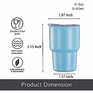 3oz Mini Tumbler Shot Glass Stainless Steel Vacuum Insulation Mini Tumbler Cup With Lid And Straw Mini Wine Bottle Sublimation Blanks Espresso Tumber Mug For Toddler Kids, No Spill (Pink)