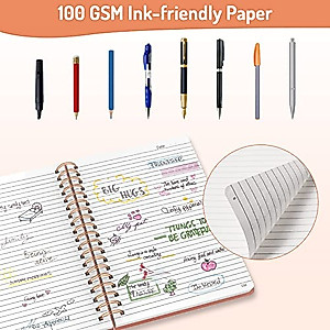 Forvencer Lined Spiral Journal Notebook with 300 Numbered Pages, B5 College Ruled Thick Journals for Writing with 100GSM Paper, Hardcover Notebooks with Contents for Work, School, Women, Men, Orange