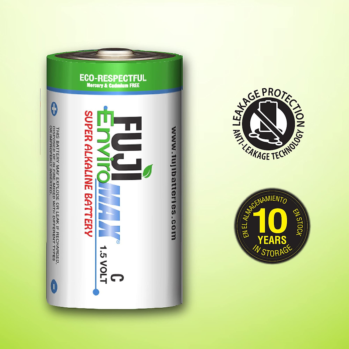 Fuji Enviromax 4200BP2 EnviroMax C Super Alkaline Batteries, 2 pk, White, 2 CT