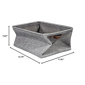 QURTS Large Storage Bins(15.74 x 11.81 7.87 inches), Foldable Fabric Baskets with Handles for Cupboards, Wardrobe, Shelves, Bathroom, Clothes, Toys, Towel (Grey, 3 Pack) Gray 15.6 11.7 7.8 inches