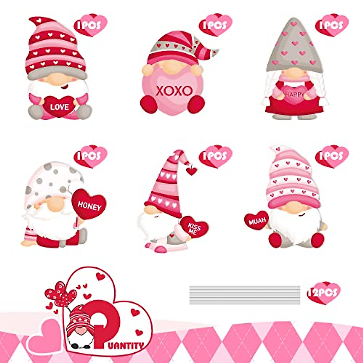 6 Pieces Valentine's Day Yard Signs Valentine Gnomes Lawn Decorations Gnomes Outdoor Love Signs Stakes for Garden Yard Wedding Anniversary Decor