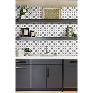 GloryTik 17.3" x 118"Gray and White Contact Paper Self Adhesive Removable Shelf Liners Peel and Stick Embossing Shelf Liners for Kitchen cabinets Drawer