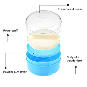 Gejoy 2 Sets 3.5 x 2.4” Large Baby After-Bath Powder Puff Box Empty Body Powder Container with Bath Powder Puffs and Sifter for Home and Travel