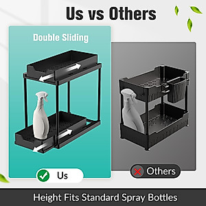 Under Sink Organizers and Storage, LUX DAILY Bathroom Storage with 2-Tier Sliding Storage Shelves, Kitchen Under Sink Organizer for Under Kitchen Bathroom Sink, Countertop Organizer