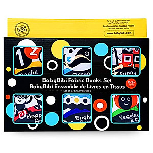 Cloth Books (Set of 6). High Contrast Soft Books. Black and White Images Encourage Infant Development – Suitable for Babies and Toddlers from 3 Months