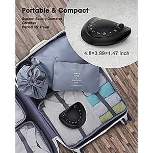 White Noise Machine – Portable Sound Machine Sleep Therapy with 24 Non Looping Natural Soothing Sounds, Memory Function, Auto-Off Timer, 2 USB Charger, Headphone Jack for Adults Baby Kids Travel