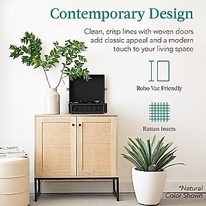 Best Choice Products 2-Door Rattan Storage Cabinet, Accent Furniture, Multifunctional Cupboard for Living Room, Hallway, Kitchen, Sideboard, Buffet Table w/Non-Scratch Foot Pads - Natural