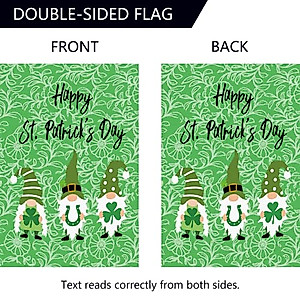 Surfapans Happy St Patricks Day House Flag 28x40 Inch Double Sided Outside Burlap Gnome Green Shamrock Clover Large Outdoor Yard Flags Porch Home Farmhouse Decoration