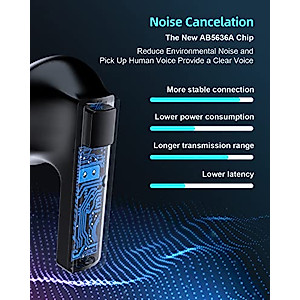 iFory True Wireless Earbuds, Bluetooth 5.3 in-Ear Earphones with Game/Music Mode 60ms Low-Latency Headphones, 40H Playtime Headset Noise cancelation, Auto Pairing Charging Case Headphones (Black)