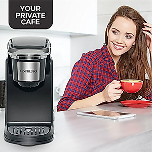 Mixpresso Single Cup Coffee Maker | Personal, Single Serve Coffee Brewer Machine, Compatible with Single-Cups | Quick Brew Technology, Programmable Features, One Touch Function (Black)