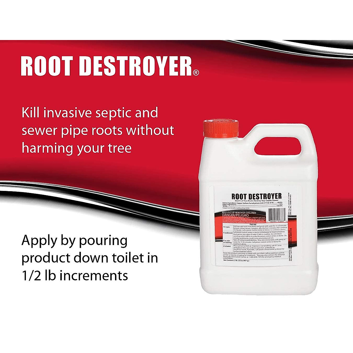 Root Destroyer – 2lbs- Root Killer for Sewer & Pipe Lines- Stops New Growth – Safe for All Plumbing