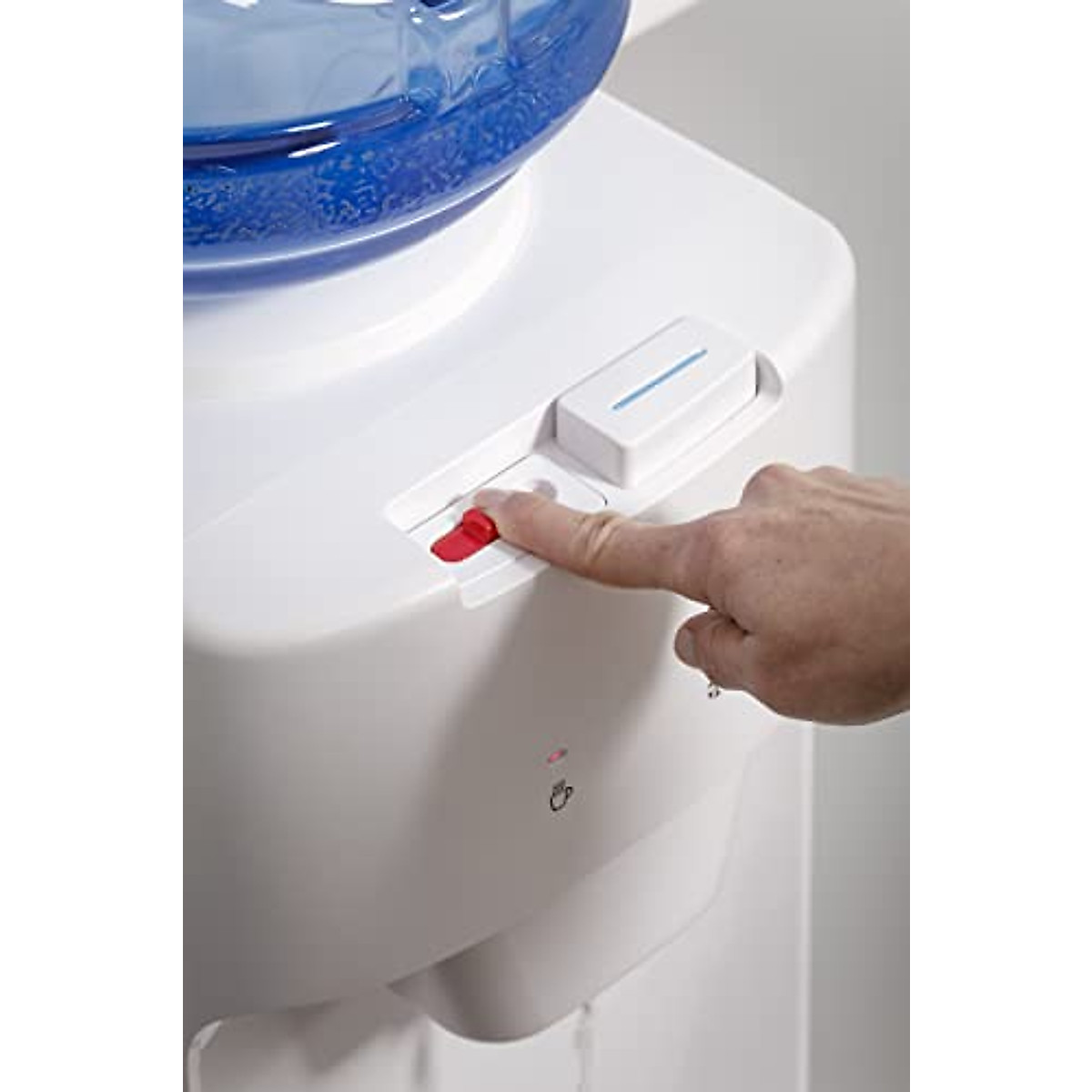 GE Top-Loading Hot and Cold Water Dispenser | 5 Gallon Water Cooler for Home or Office | 2 Temperature Settings | Taller 13" Dispenser Height | Freestanding with Child Safety Lock | White