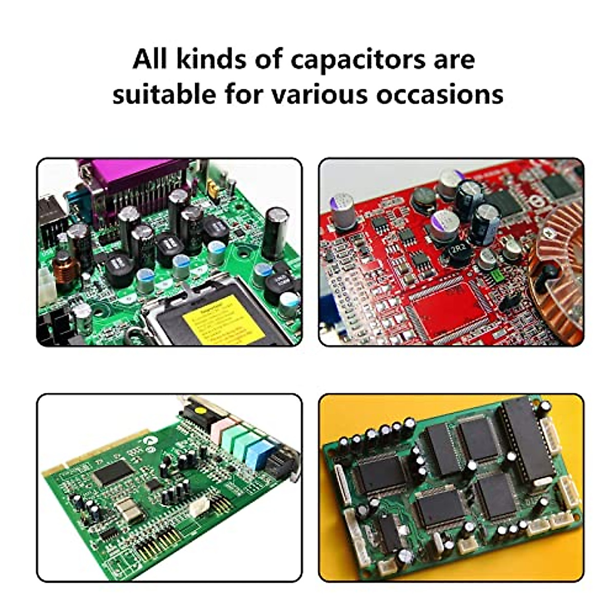 YIWANSON 500 Pcs Capacitor Kit, Aluminum Radial Electrolytic Components, 24 Value Range 0.1uF - 1000uF 10v/16v/25v/50v Capacitors Assortment Kit for Repair TV, LCD Monitor, Radio, Car Audio