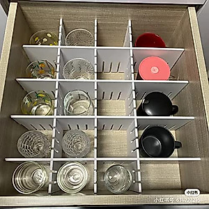 Kitchen Storage Set with 8pcs Deep Drawer Dividers (42cm x 9cm) and 1pc Grey Silicone Sponge Holder. A Clean Kitchen Gives a Good Mood by HGZYE