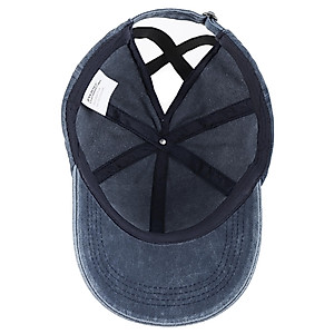 Zylioo XXL Vintage Messy Bun Ponycap,Adjustable Pigment Dyed Ponytail Baseball Hat,Denim Breathable Dad Hats