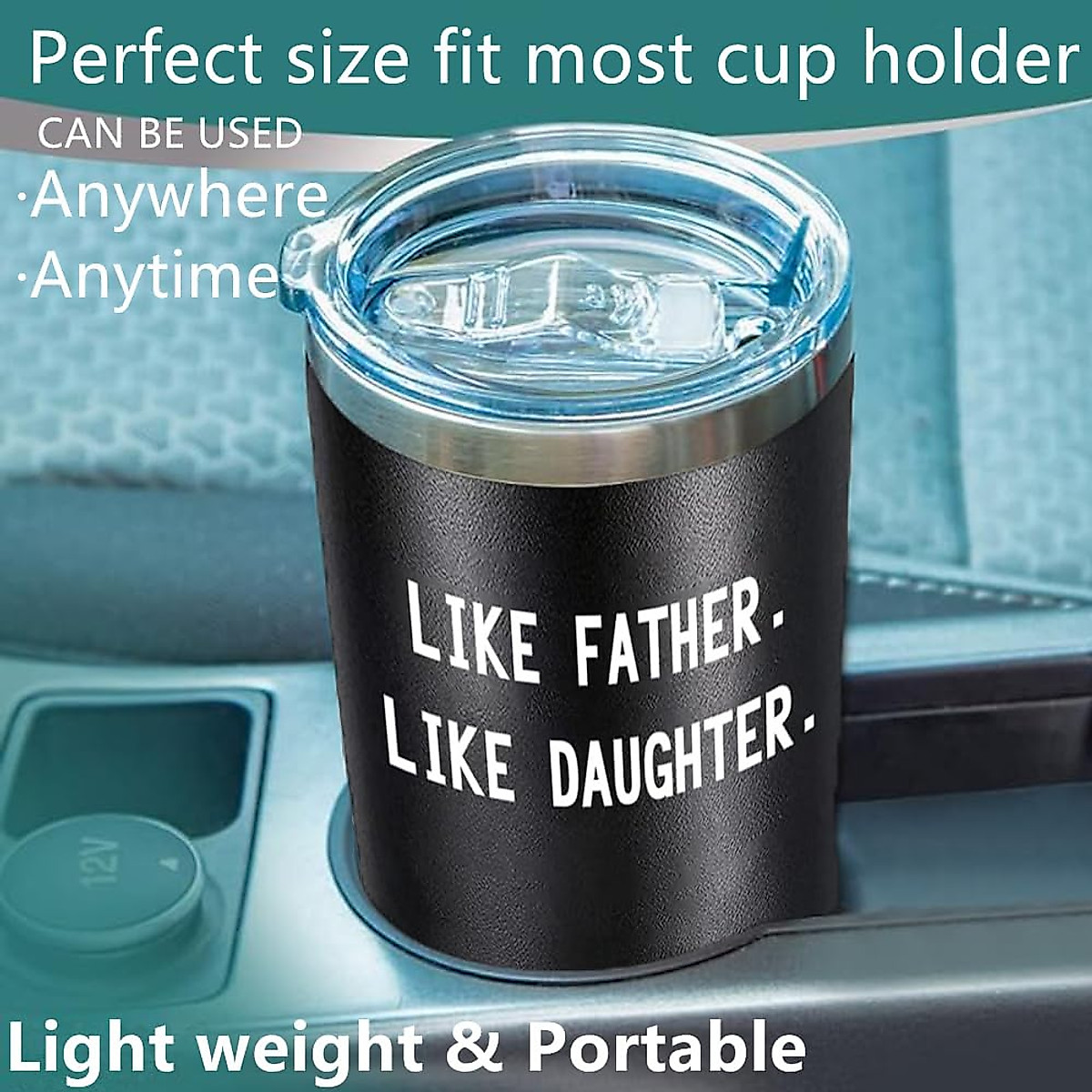 Kpafig Like Father Like Daughter, Funny Christmas, Birthday Gifts, Father's Day Gifts for Dad from Daughter, Insulated Stainless Steel Dad Travel Coffee Mug Tumbler Cup with Lip and Straws 20oz