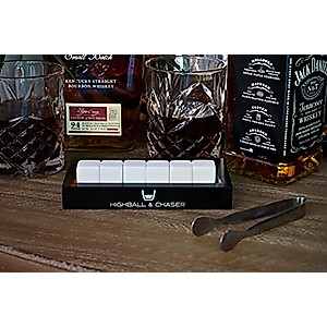 Highball & Chaser Whiskey Stones Chilling Rocks 6 Chilling Cubes Great Whiskey Gift for Men (White)