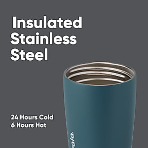 Owala SmoothSip Slider Insulated Stainless Steel Coffee Tumbler, Reusable Iced Coffee Cup, Hot Coffee Travel Mug, BPA Free 12 oz, High Dive