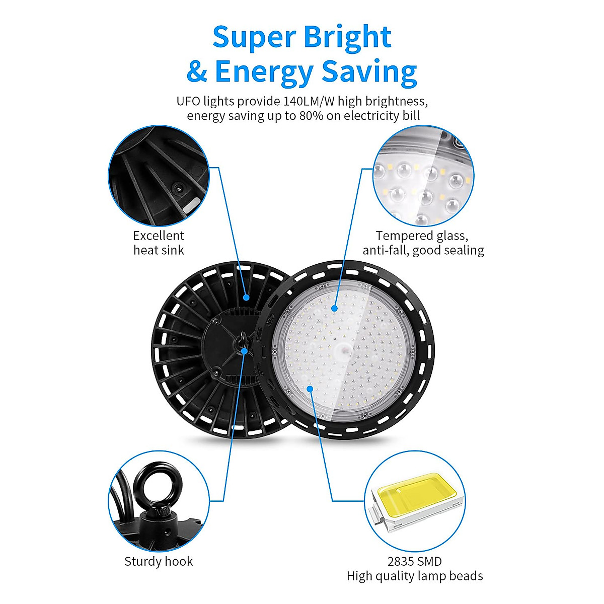 LED Garage Light, 185W 18500LM Plug in LED Shop Light, Linkable Garage Light with Plug Deformable 6 Panels, 6500K LED Garage Ceiling Lights for Garage, Warehouse, Barn, Basement Built-in ON/Off