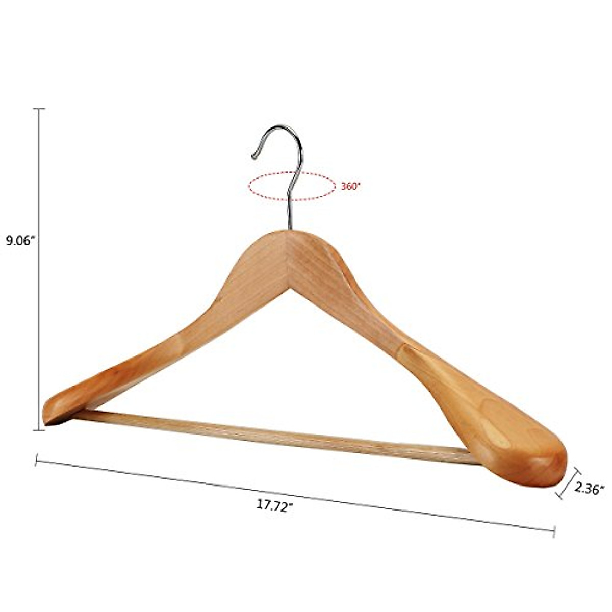 Coat Hanger 8-Pack, MEQUTION Wood Hangers Trouser Hangers Extra Wide Shoulder Wooden Hangers for Heavy Coat, Sweater, Skirt, Suit, Pants, Retro Finish (Natural Finish)