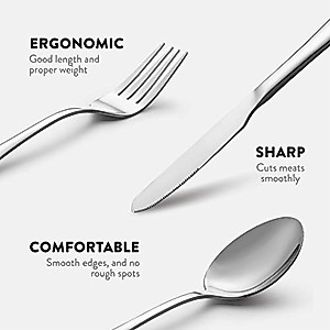 20-Piece Stainless Steel Silverware Set - Attractive Mirror Finished Flatware Set - Serving for 4, Classic Cutlery set for Home/Restaurant - Includes Spoons, Forks & Knifes - Dishwasher Safe Utensils