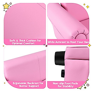 INFANS 2 Seat Children Sofa, Upholstered Couch with Footstool Sturdy Wood Construction, Armrest Couch for Preschool Children Boys Girls, Kid Couch Lounge Bed with Ottoman (Pink)