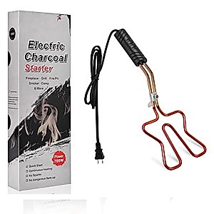 Electric Charcoal Fire Starter Lighter – BBQ Grill Fire Starters for Fireplace Campfires Coal Quick Ignite Briquettes |No Sparks or Flames | 304 Stainless Steel Coils Elements 5ft Long Cable Cord 700W