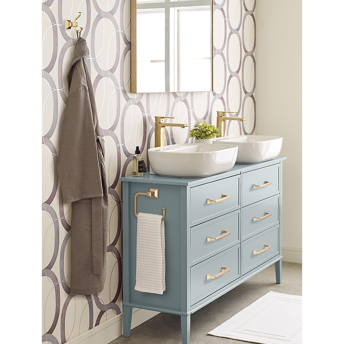 Amerock BH36020CZ | Champagne Bronze Single Robe Hook | 4-1/4 in. (108 mm) Length Towel Holder | Mulholland | Towel Hook for Bathroom | Bathroom Hardware | Bath Accessories