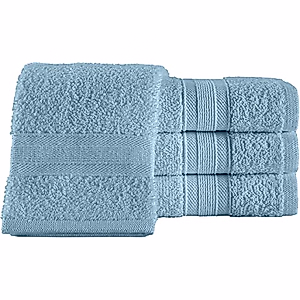 Cotton Fingertip Towels Set - 4 Pack Light Blue Highly Absorbent, Soft Feel Fingertip Towels 11"x17"