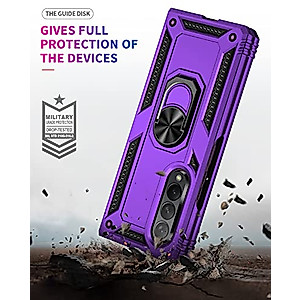 SunStory Galaxy Z Fold 3 Case, Military Grade Purple Bumper with Magnetic Kickstand, Shock-Absorbent for Samsung Z Fold 3 5G 2021