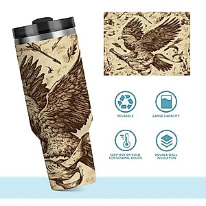 Flradish 40oz Tumbler with Handle, Alcon Stainless Steel Tumbler with Lid and Straws Double Wall Vacuum Insulated Leakproof Coffee Travel Mug