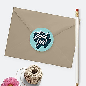 Thank You Stickers, 1.5" Thank You Stickers Roll for Small Business, Decorative Sealing Stickers for Envelope, Gifts, Boxes, Bags, Packaging, Holiday, 500 Pieces Each Roll Blue