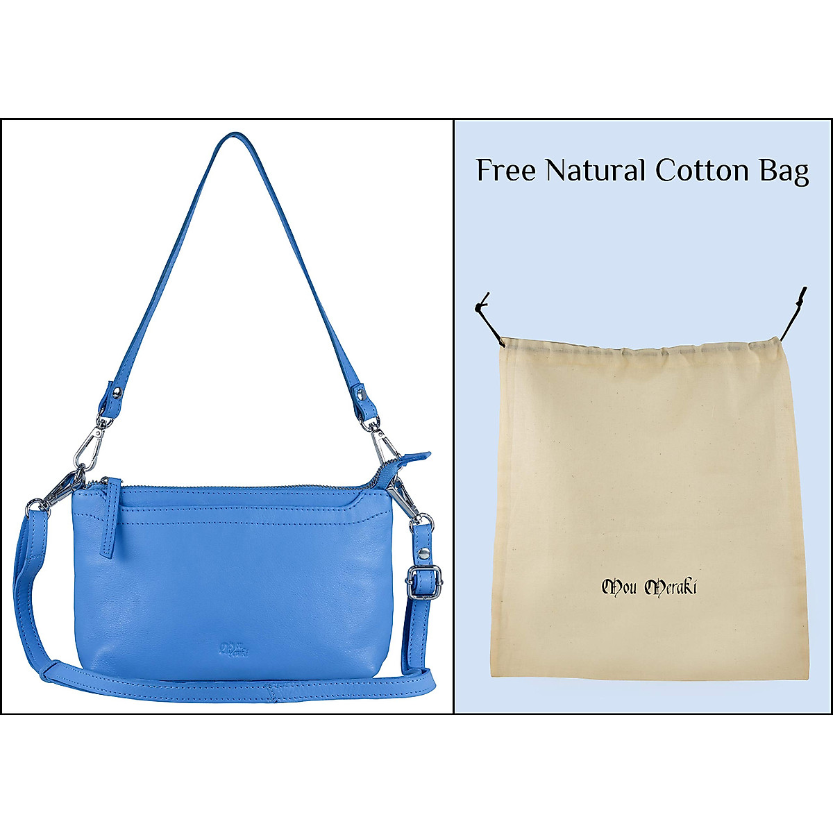 Mou Meraki Genuine Leather Crossbody Purse and Handbags - Crossover Bag Over the Shoulder Women