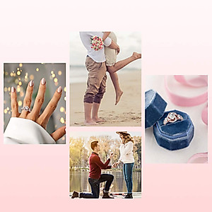 Jeulia 3ct Halo Simulated Diamond Engagement Rings 925 Sterling Silver Rose Gold Plated Eternity Band Rings Cubic Zirconia Anniversary Promise with Jewelry Gift Box