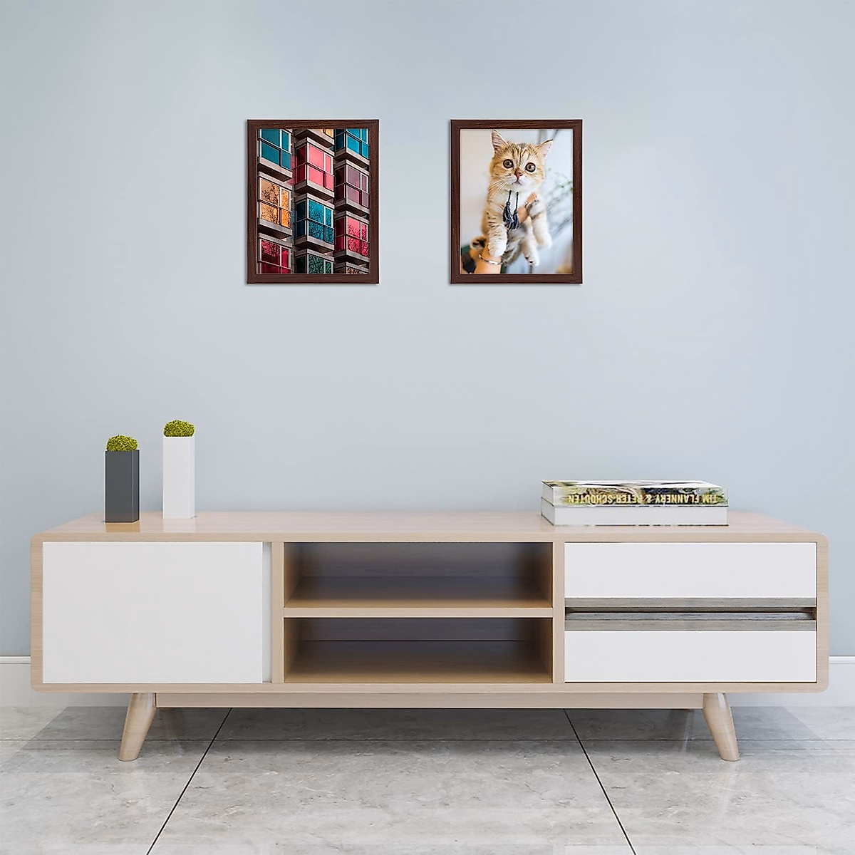 AUEAR, 11x14 Picture Frames 2 Pack, for 8x10 with Mat or 11 by 14 Gallery Wall Frame Vertical Horizontal Display (11x14, Walnut, 2-Pack)